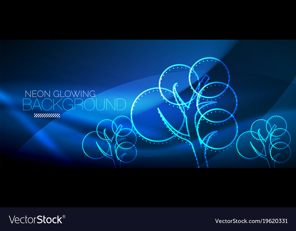 Neon glowing tree background Royalty Free Vector Image