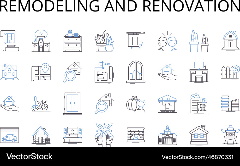 Remodeling and renovation line icons collection Vector Image