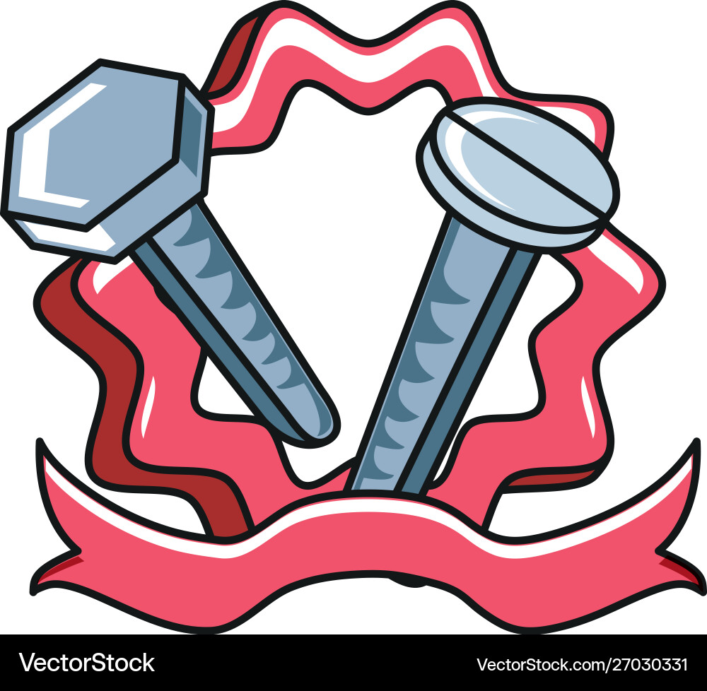 Screws tools in seal stamp with ribbon isolated Vector Image