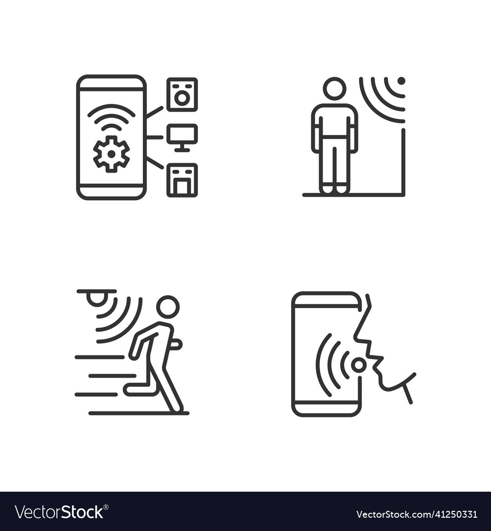 Sensor technology pixel perfect linear icons set Vector Image