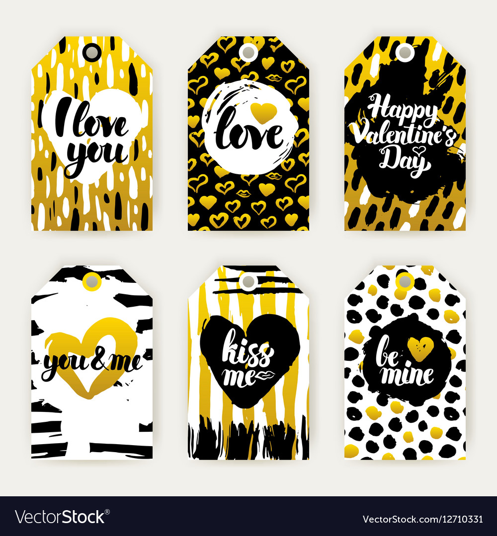 Valentines day gold gift labels Royalty Free Vector Image