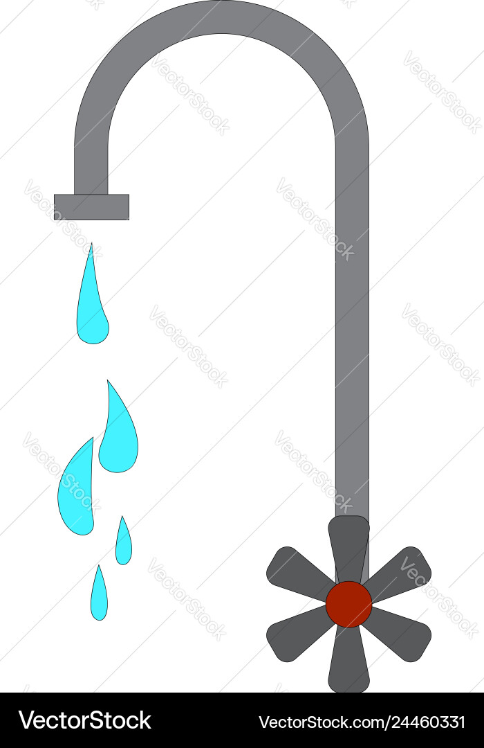 Water faucet dripping print on white background Vector Image