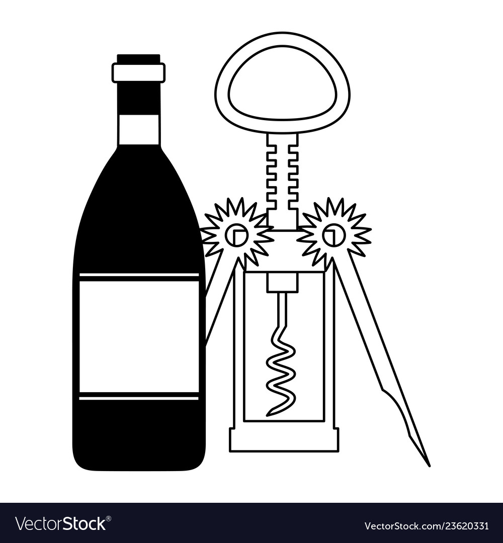 Wine bottle corkscrew Royalty Free Vector Image