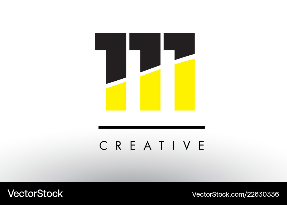111 black and yellow number logo design Royalty Free Vector