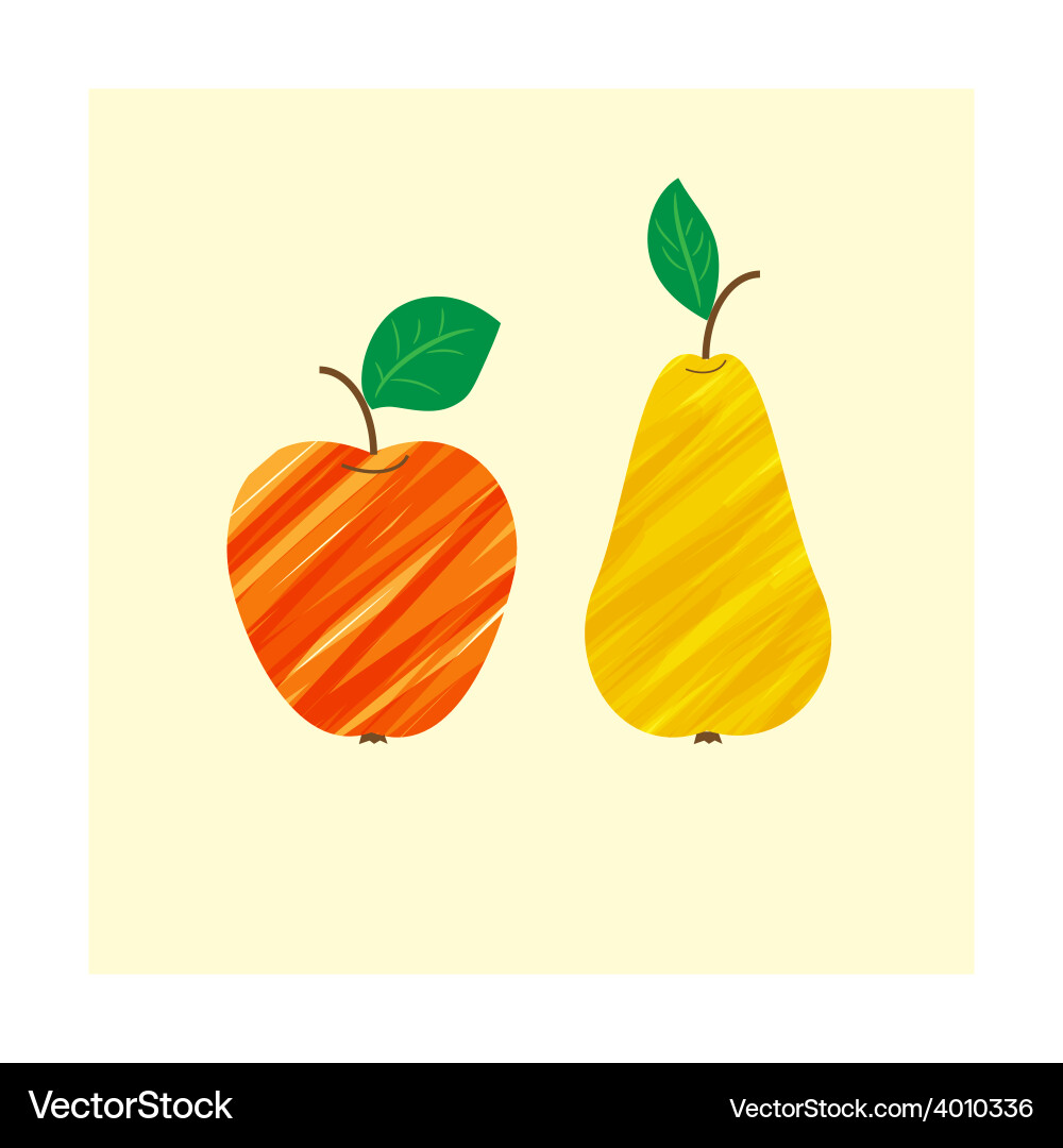 Apple pear fruit food fresh isolated healthy Vector Image