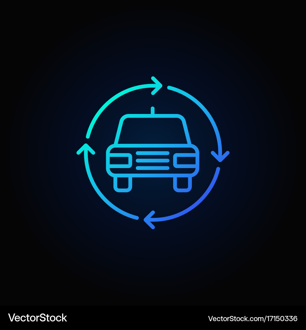 Car in circular arrows blue icon Royalty Free Vector Image