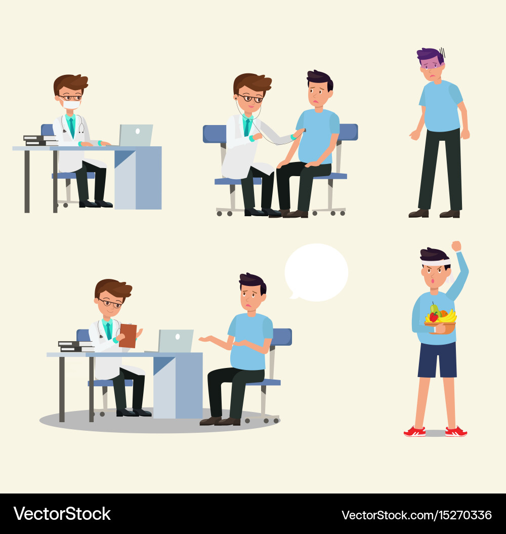 Doctor and patient character activity set Vector Image