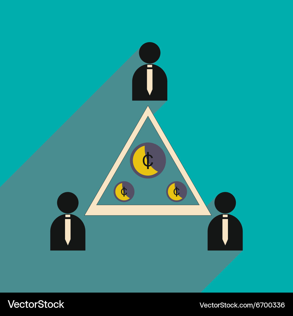 Flat with shadow icon group of people coins Vector Image