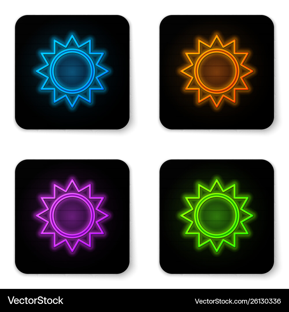 Glowing neon sun icon isolated on white Royalty Free Vector