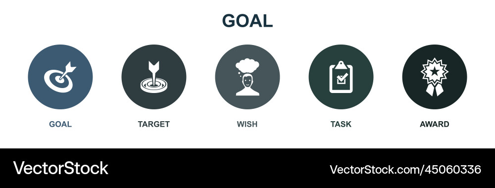 Goal target wish task award icons infographic Vector Image