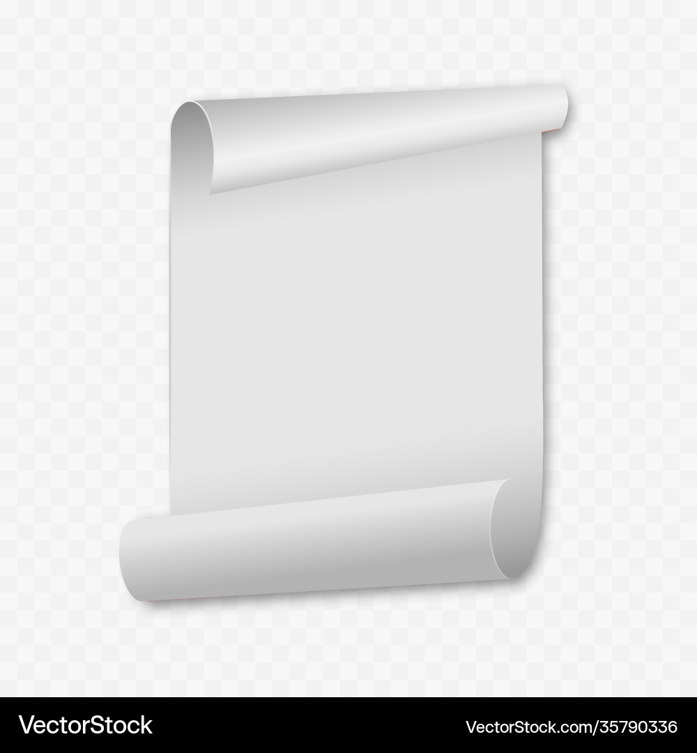 Grey ribbon scroll curved paper on transparent Vector Image