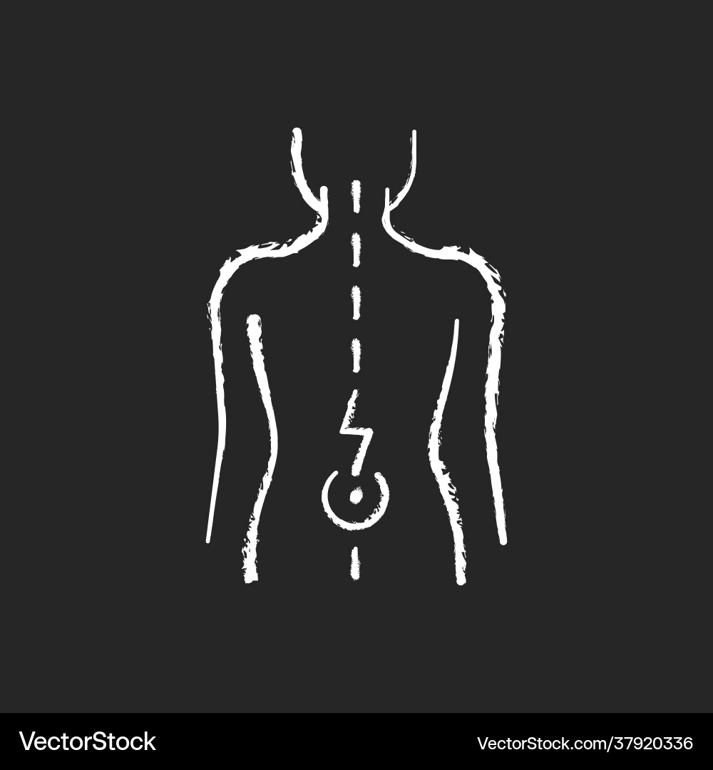 Lower back pain chalk white icon on black Vector Image