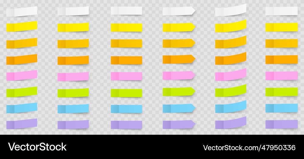 Post note colorful sticker set paper sticky tape Vector Image