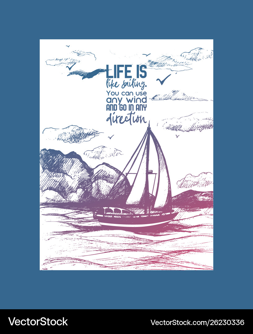 Sailing boat inspiration sketch Royalty Free Vector Image