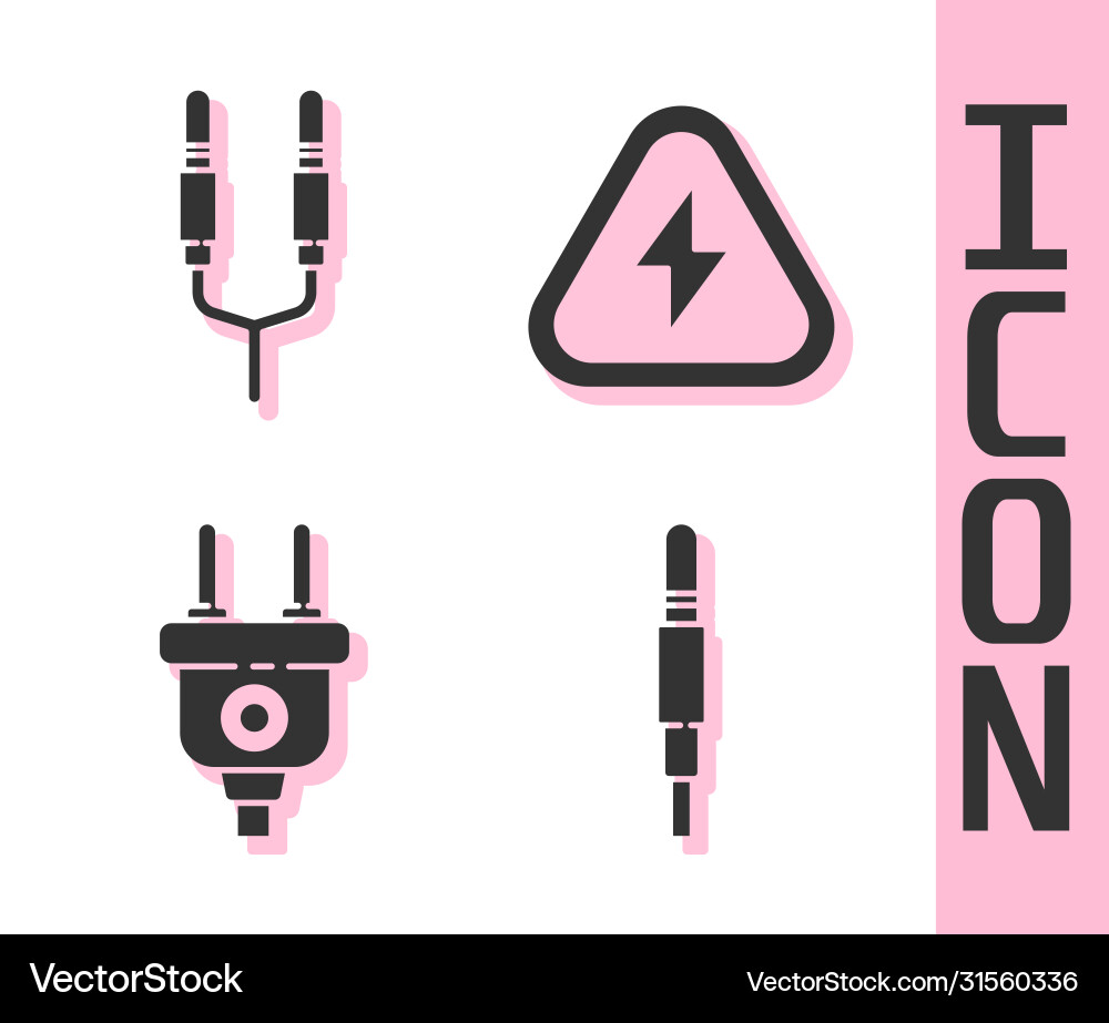 Set audio jack audio jack electric plug and high Vector Image