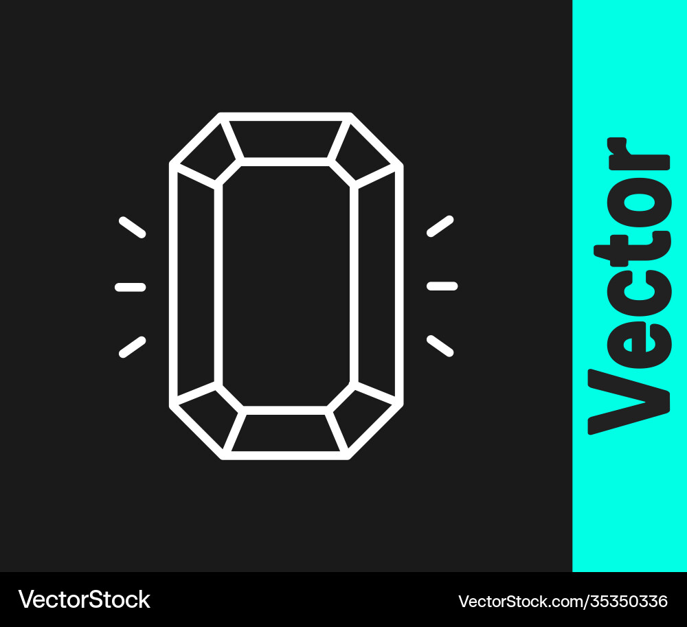 White line diamond icon isolated on black Vector Image