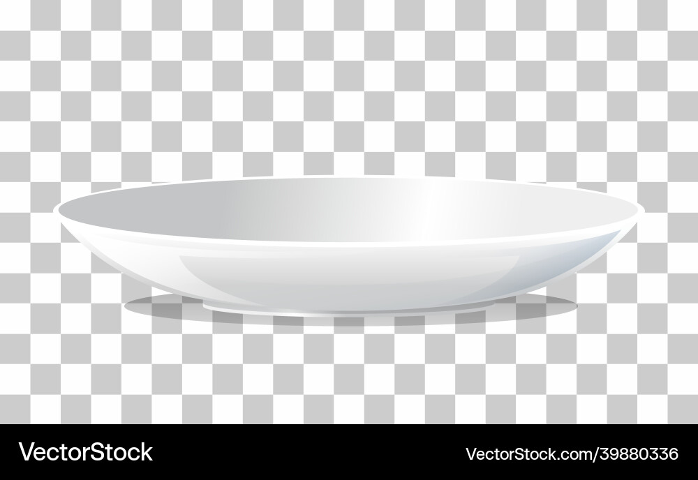White plain plate on transparent background Vector Image
