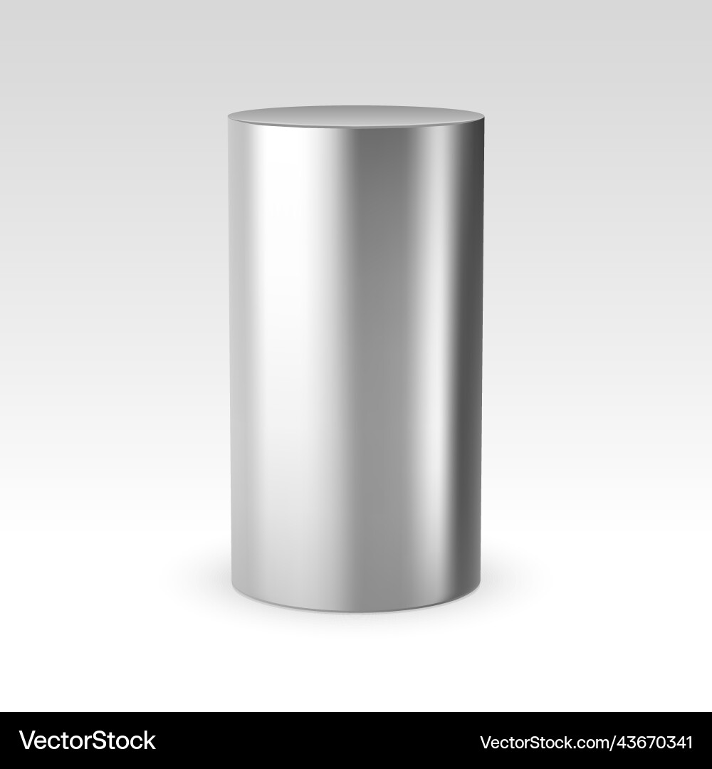 3d silver cylinder metal pedestal template Vector Image