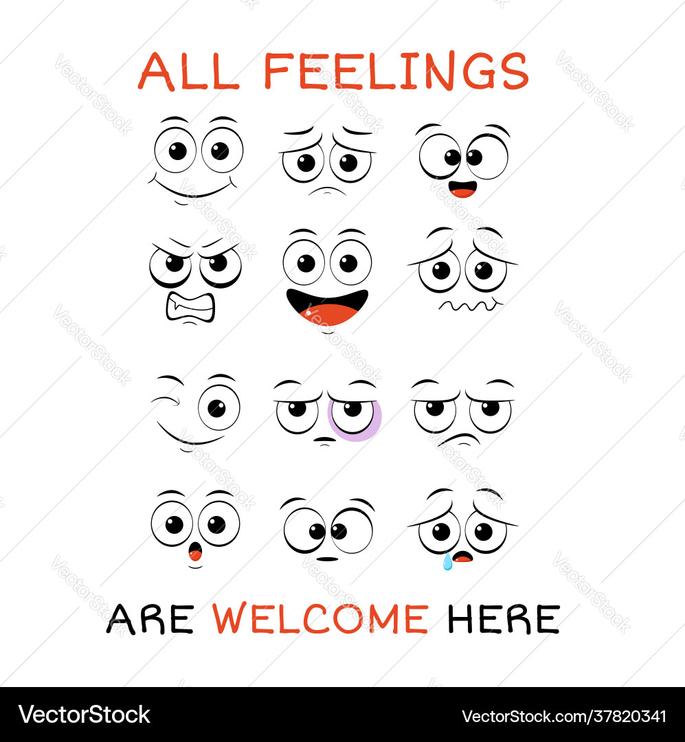 All feeling are welcome here banner Royalty Free Vector