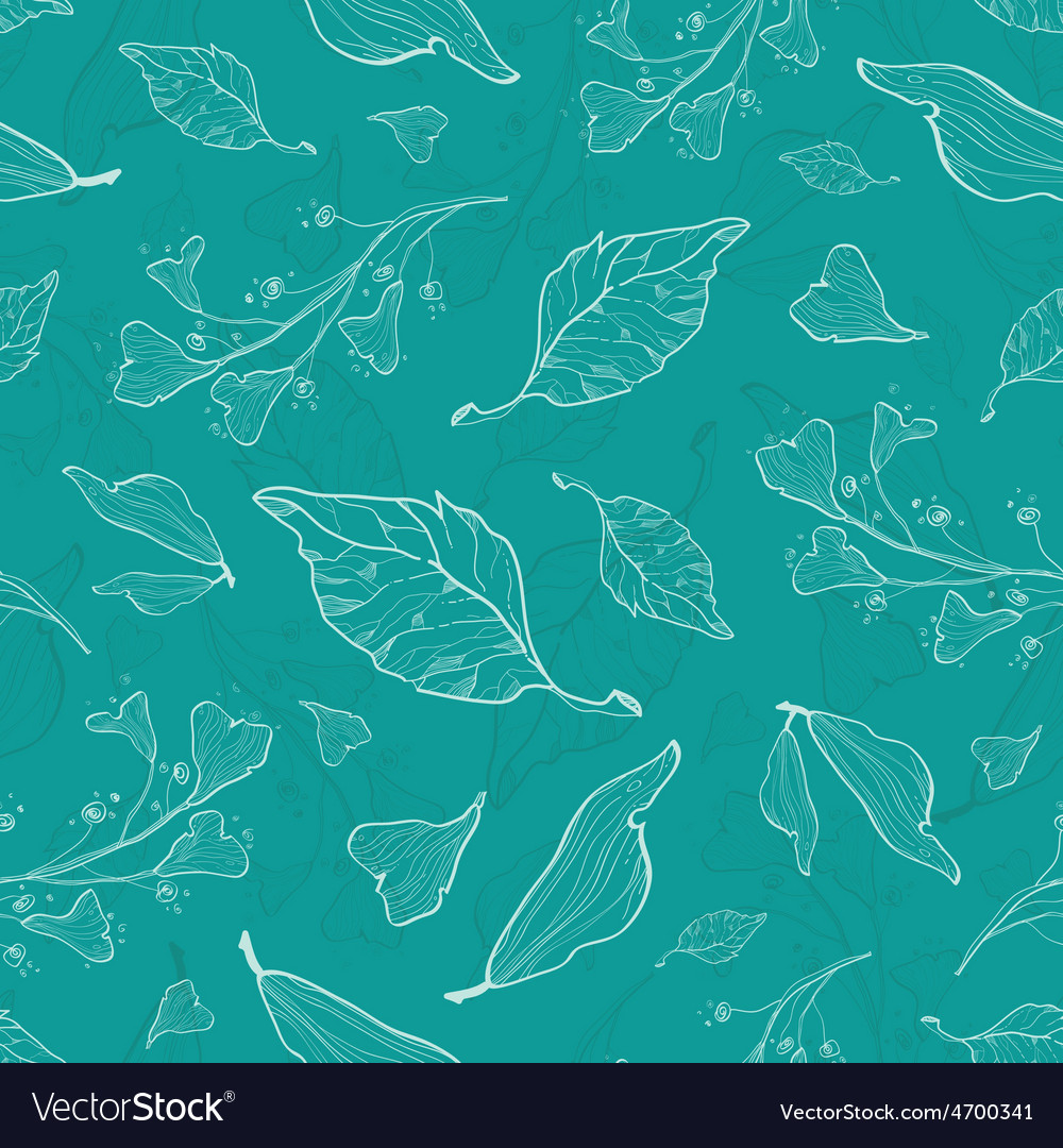 Flying Green Leaves Seamless Pattern Royalty Free Vector