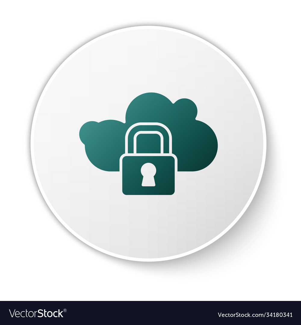 Green Cloud Computing Lock Icon Isolated On White Vector Image