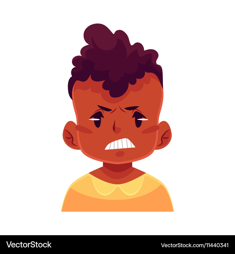 Little boy face angry facial expression Royalty Free Vector