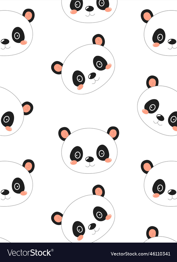 Panda head seamless pattern Royalty Free Vector Image