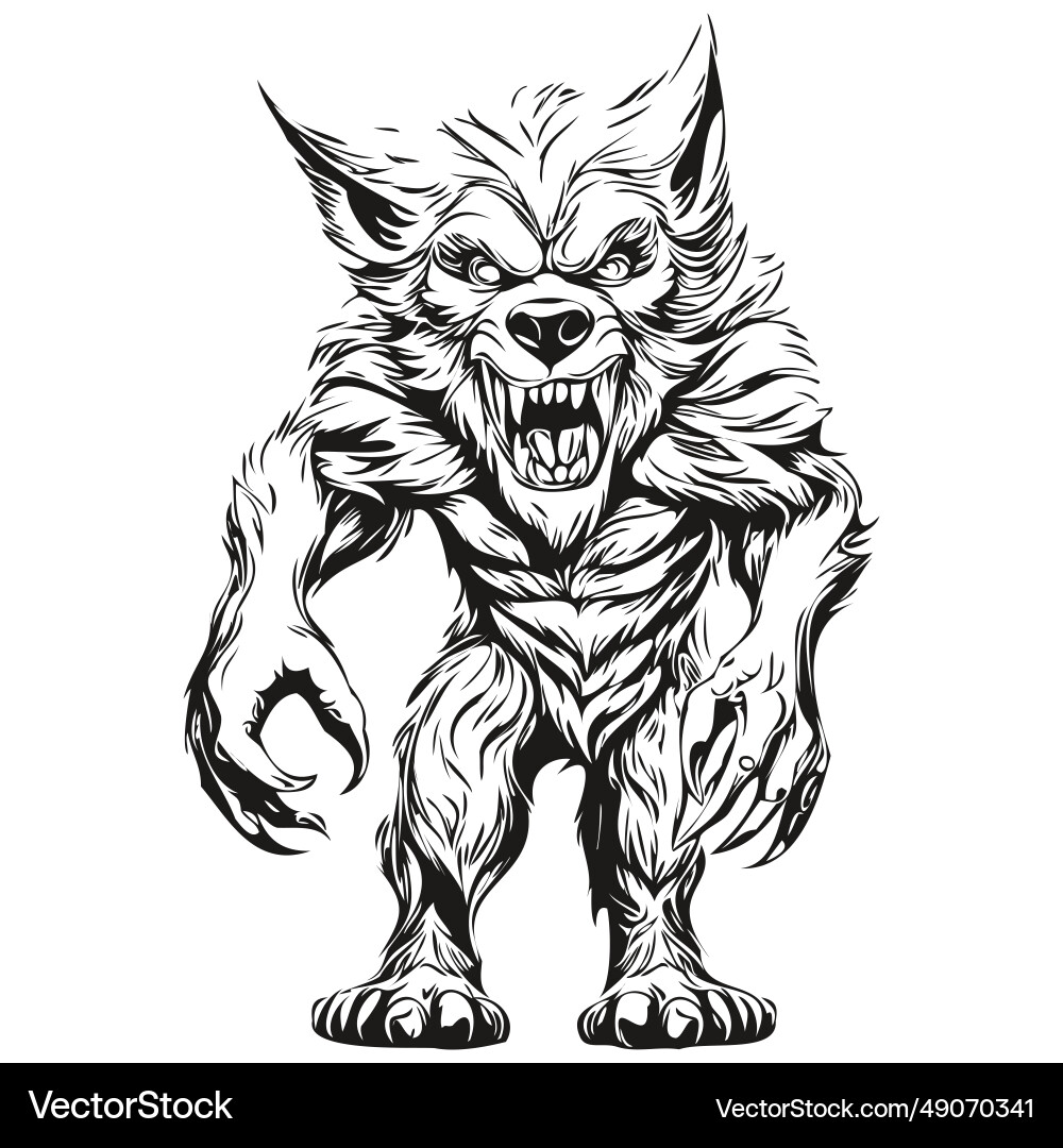 Scary black and white werewolf for halloween Vector Image