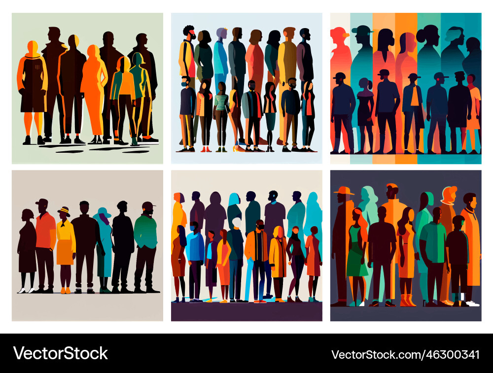 Set of people together Royalty Free Vector Image