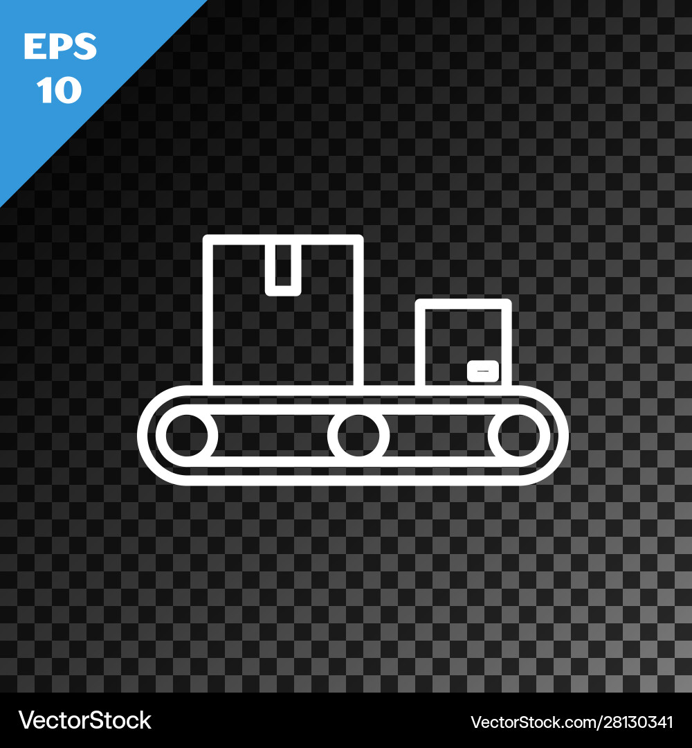 White line conveyor belt with cardboard box icon Vector Image