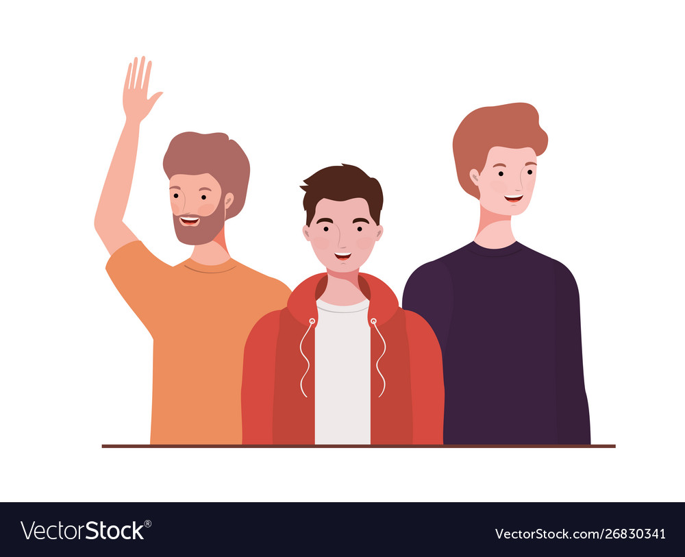 Young men on white background Royalty Free Vector Image