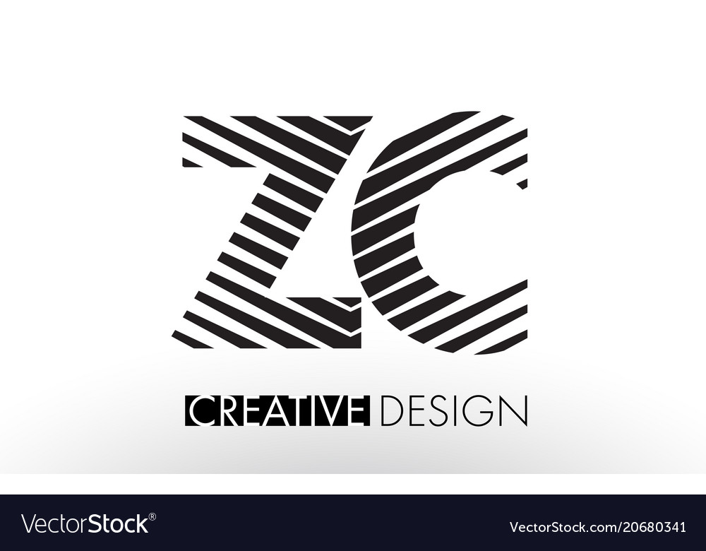 Zc z c lines letter design with creative elegant Vector Image