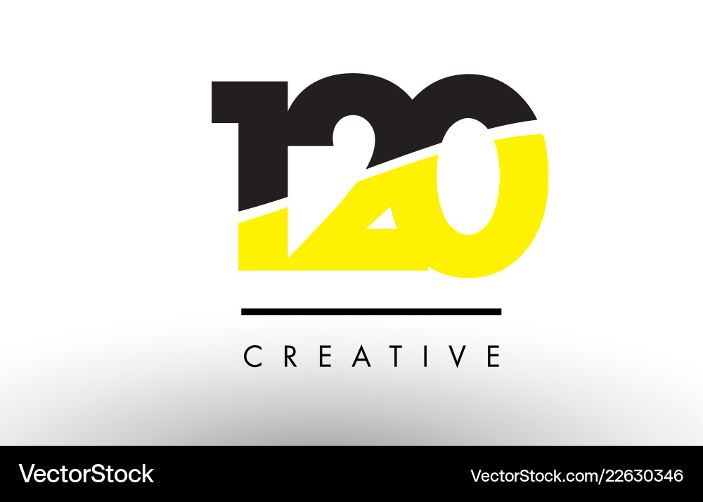 120 black and yellow number logo design Royalty Free Vector