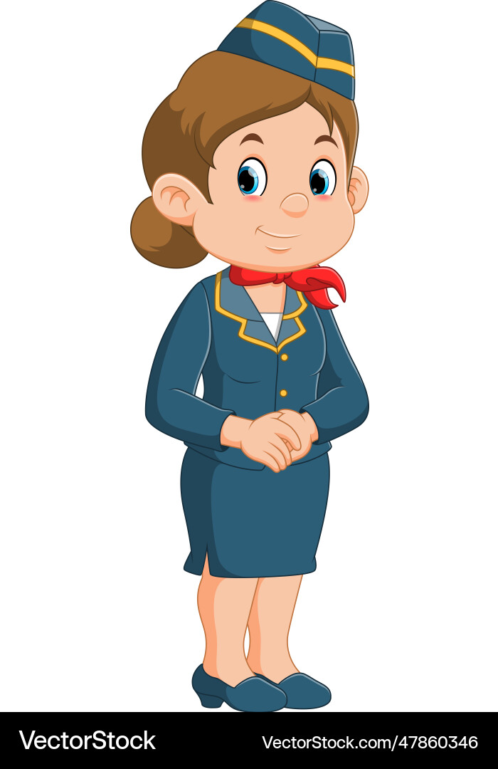 A beautiful young air hostess plane stewardess Vector Image