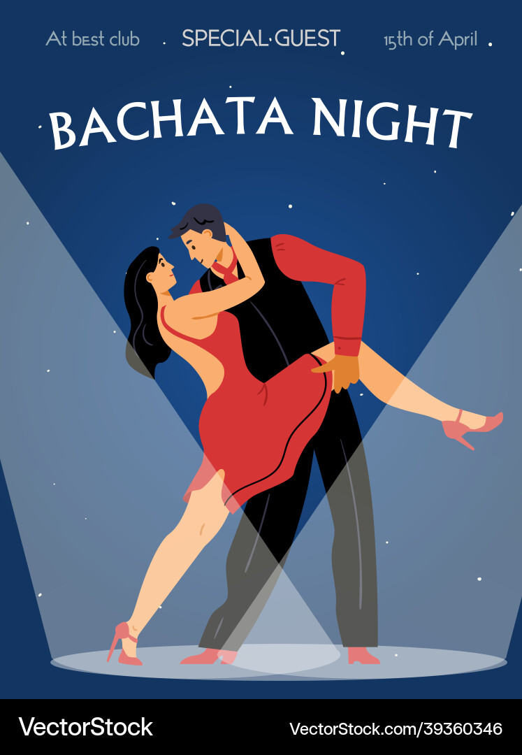 Bachata night dancing party poster or invitation Vector Image