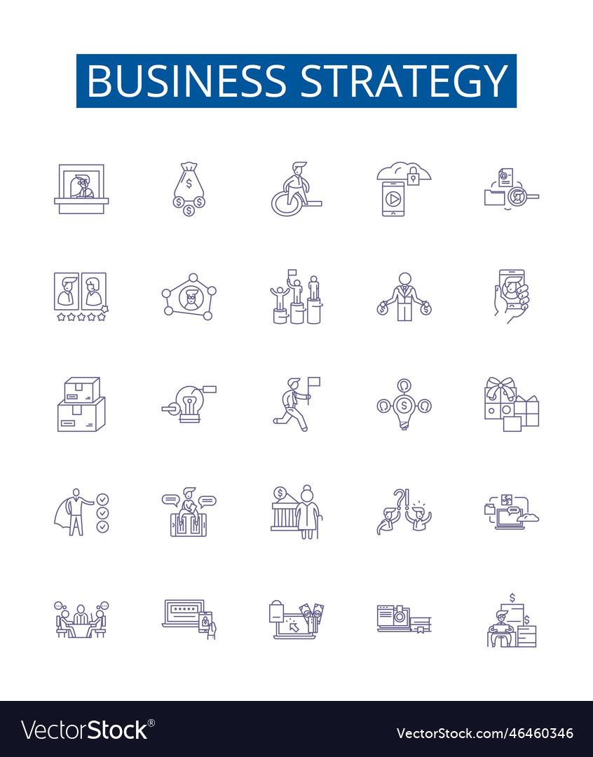 Business strategy line icons signs set design Vector Image Business strategy line icons signs set design Vector Image