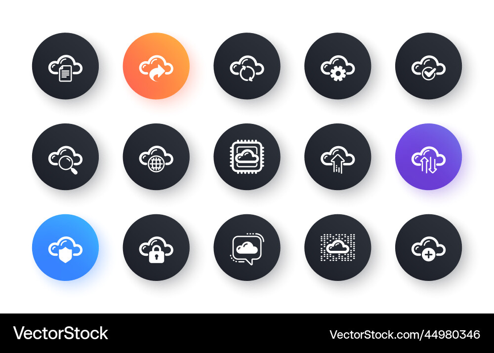 Cloud data and technology icons hosting Royalty Free Vector