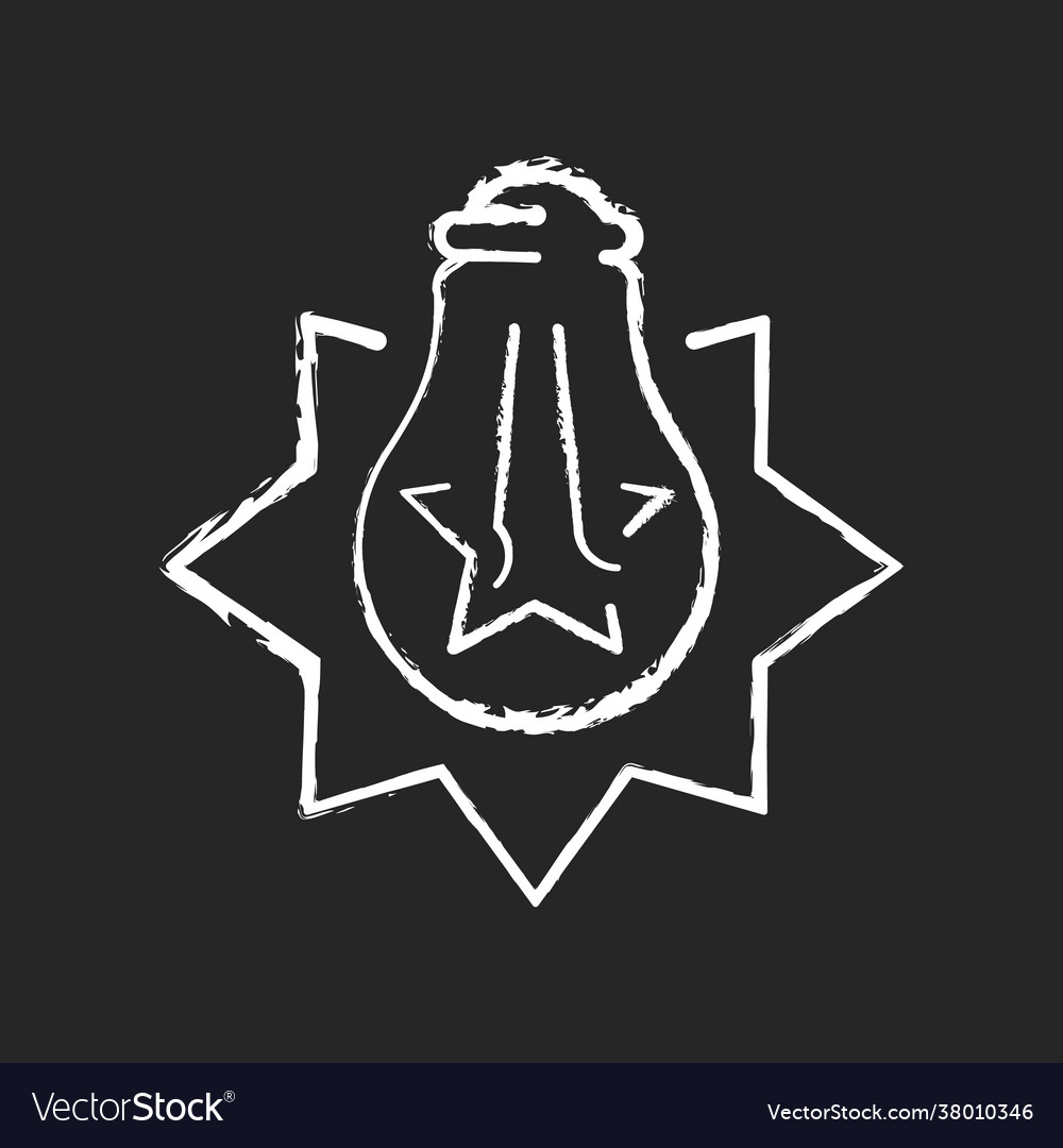 Exploding light bulb chalk white icon on dark Vector Image