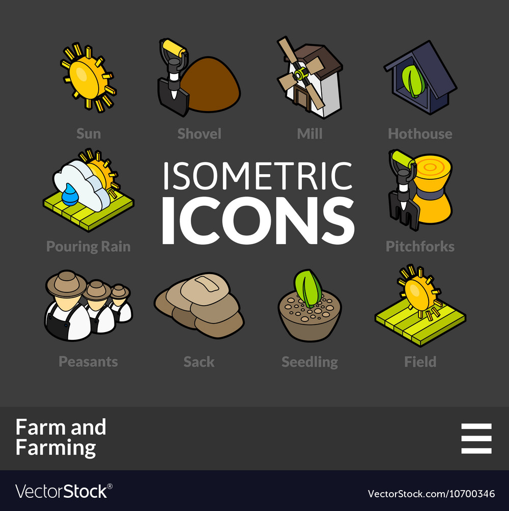 Isometric outline icons set 21 Royalty Free Vector Image