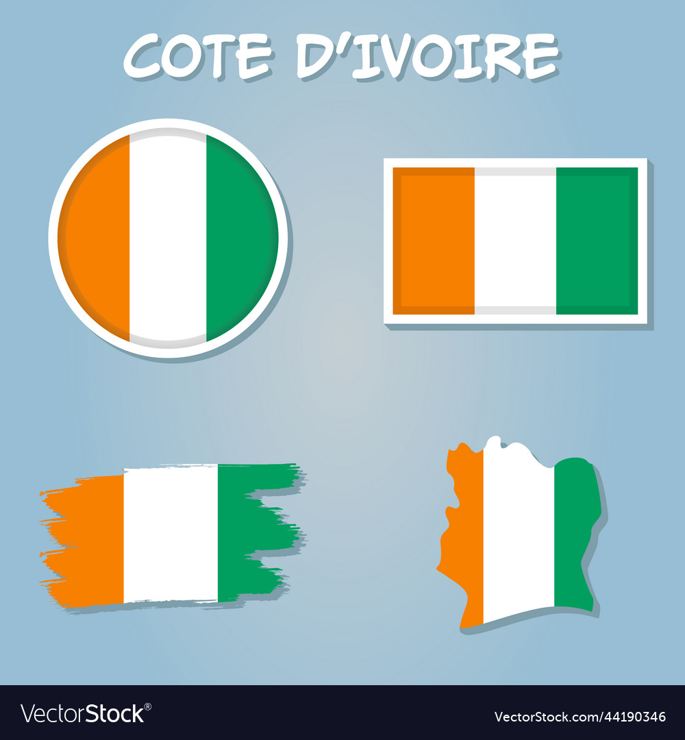 Ivory Coast Country Outline Silhouette With Flag Vector Image