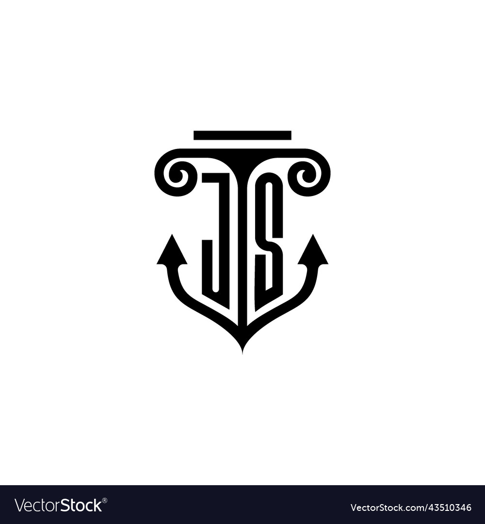 Js pillar and anchor ocean initial logo concept Vector Image