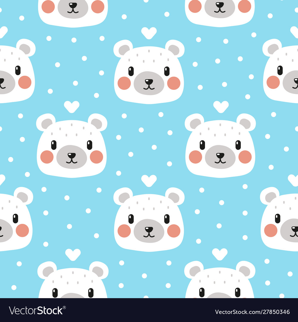Polar bear repeat pattern Royalty Free Vector Image