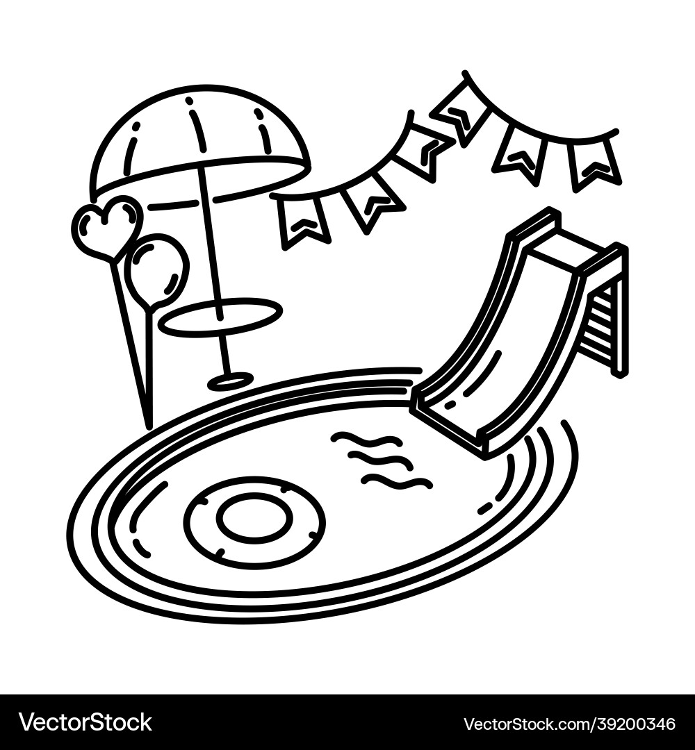 Pool party icon doodle hand drawn or outline icon Vector Image