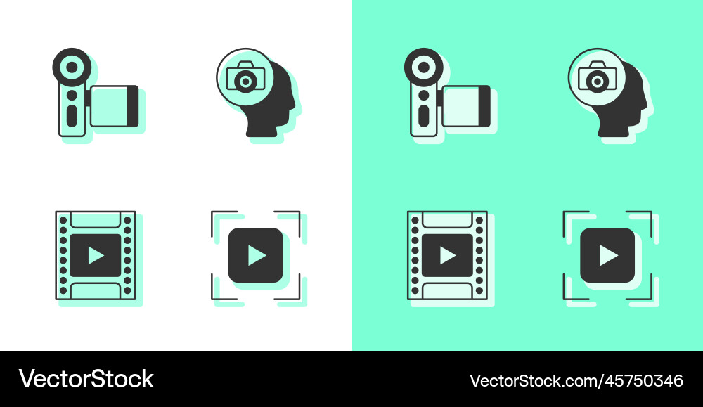 Set camera focus frame line cinema camera film Vector Image