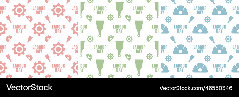 Set of happy labor day seamless pattern design Vector Image