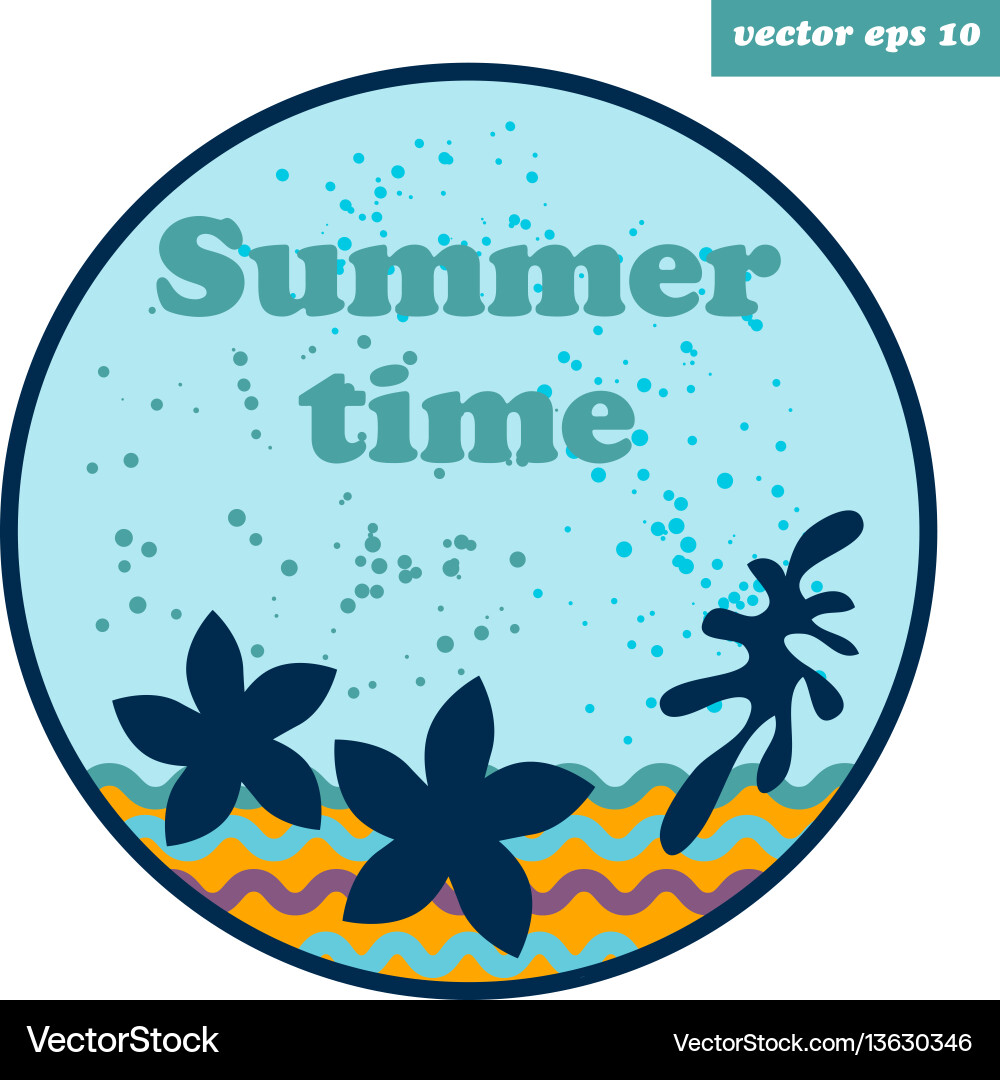 Simple emblem with sea stars Royalty Free Vector Image