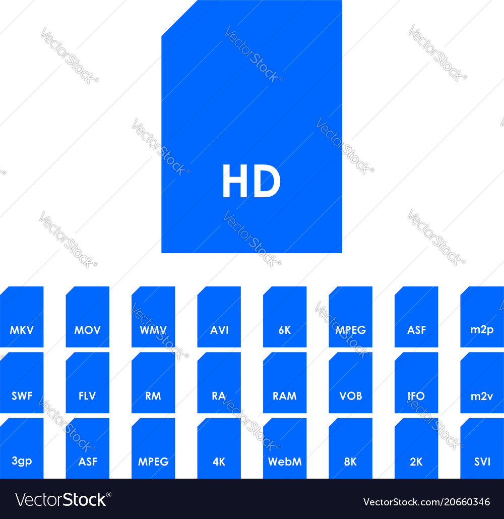 Video file format icon Royalty Free Vector Image