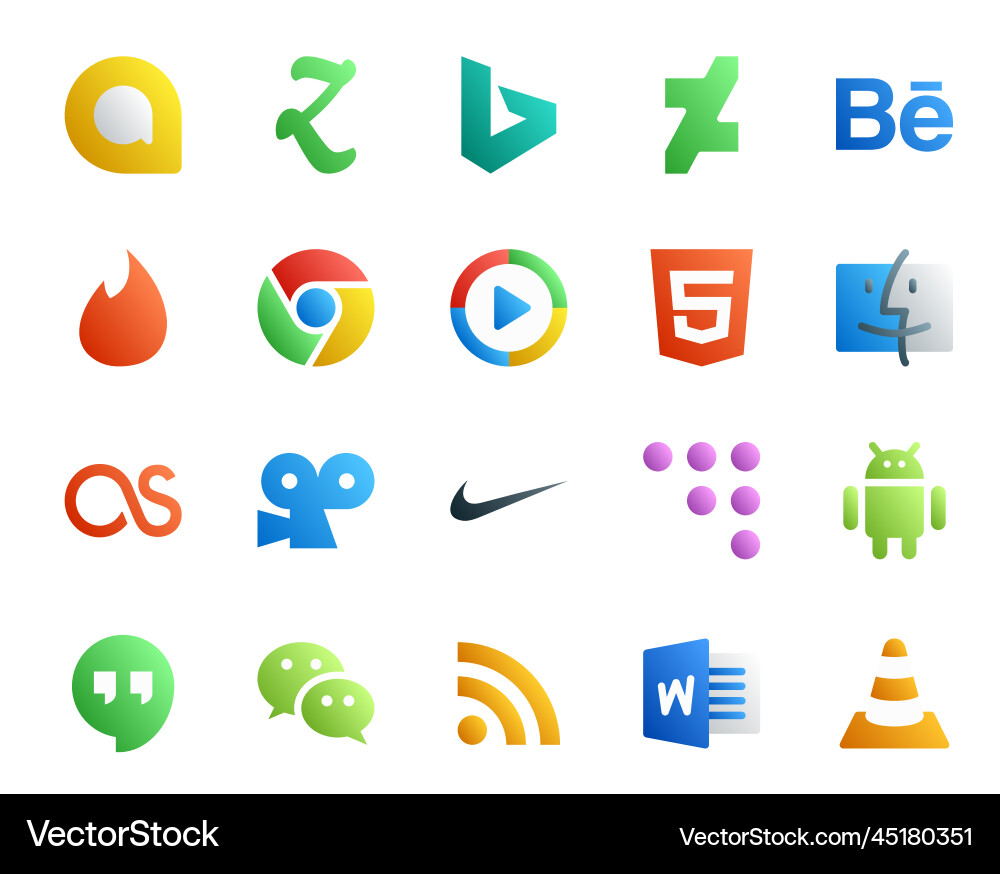 20 social media icon pack including wechat Vector Image