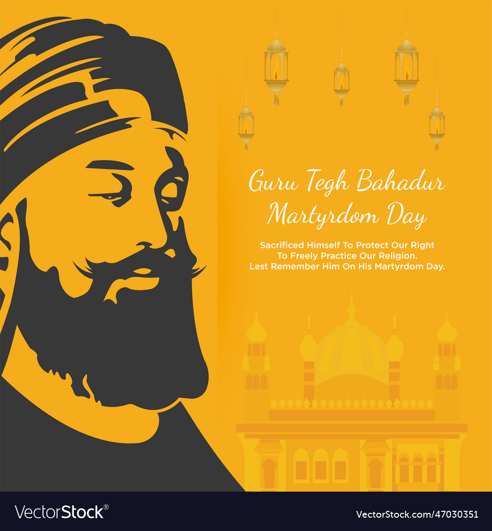 Banner design of guru tegh bahadur jayanti Vector Image