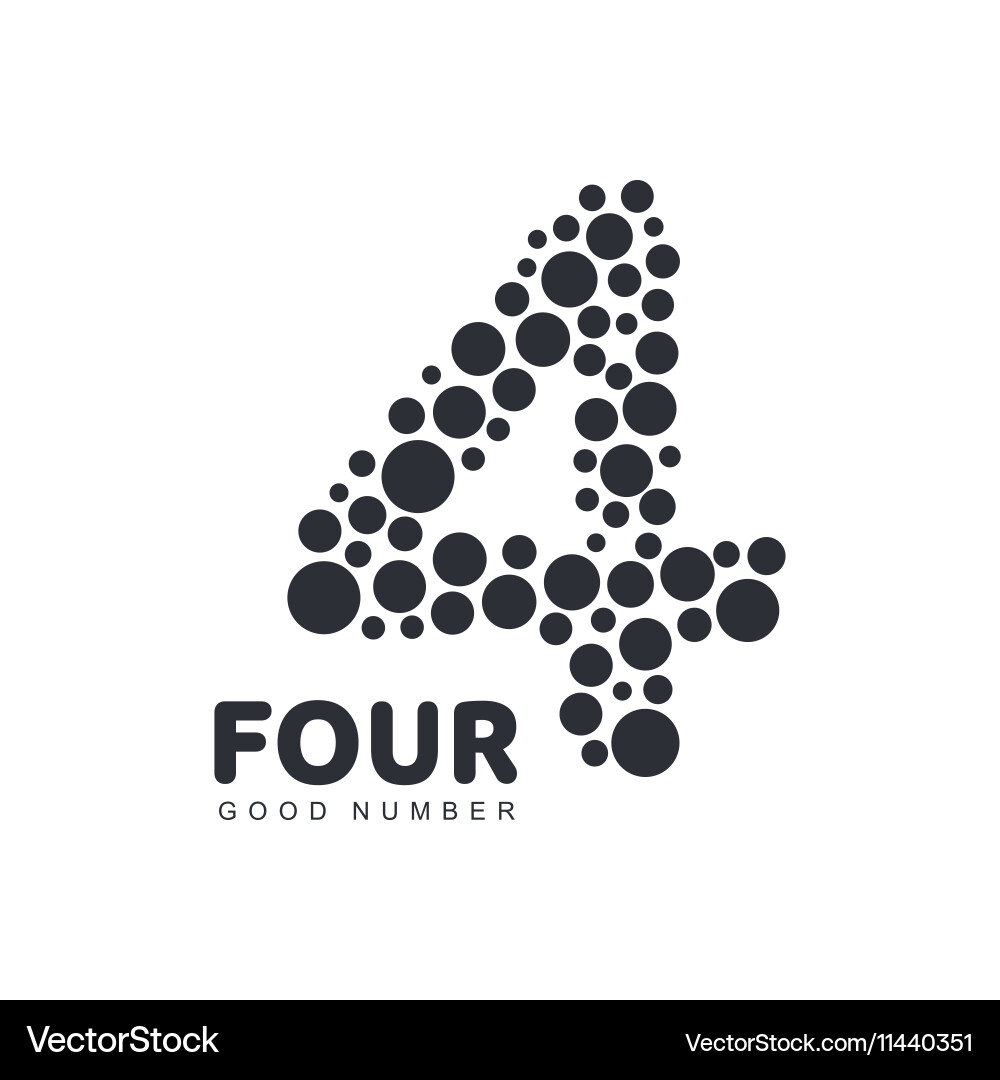 Black and white number four logo template made Vector Image